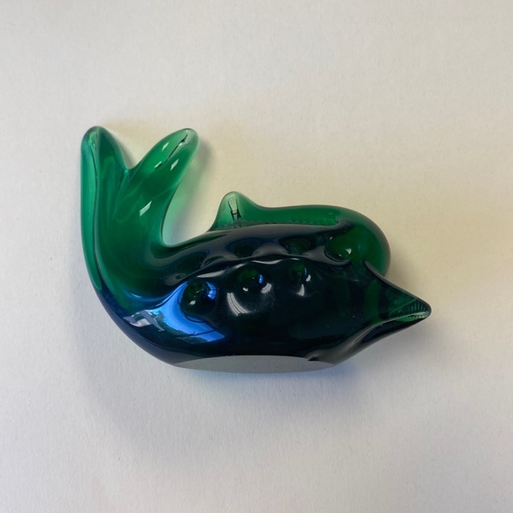 Vintage | Art | Vintage Art Glass Beautiful Emerald Green Fish Figurine ...